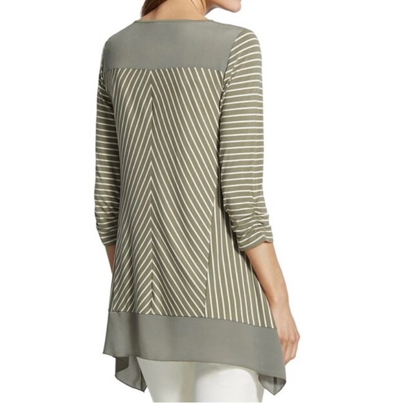 Chico's | Tops | Chicos Fresh Stripe Sharkbite Top Tee Fatigue Khaki ...